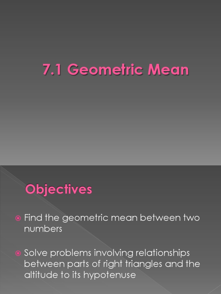Geometric Mean Theorem in Right Triangles | PDF | Triangle Geometry ...