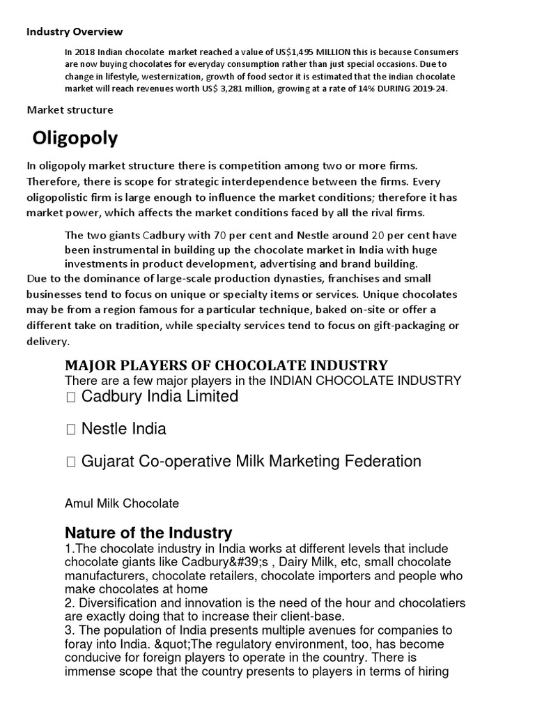 Chocolate Industry Overview | PDF | Demand Curve | Supply (Economics)