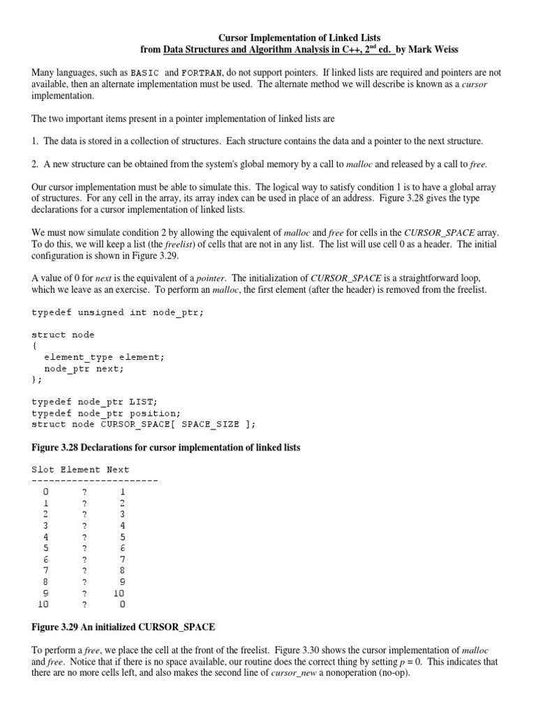 Cursor List | PDF | Pointer (Computer Programming) | Array Data Structure
