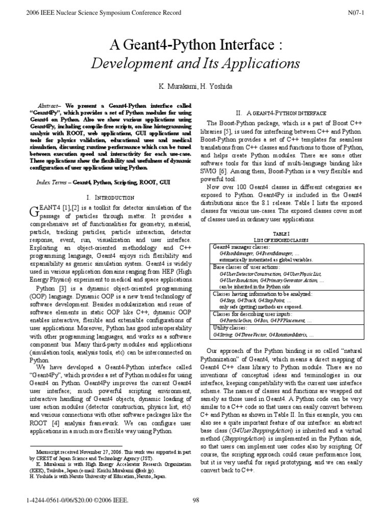 A Geant4-Python Interface Development and Its Applications | PDF | Object Oriented Programming ...