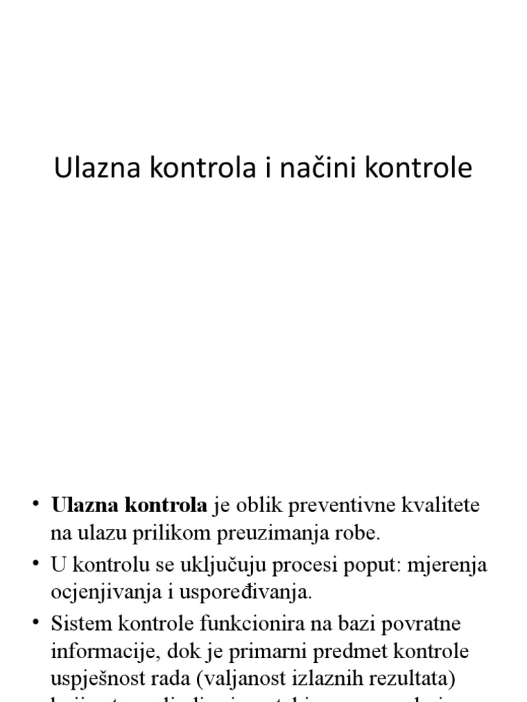 Ulazna kontrola i načini kontrole................. | PDF