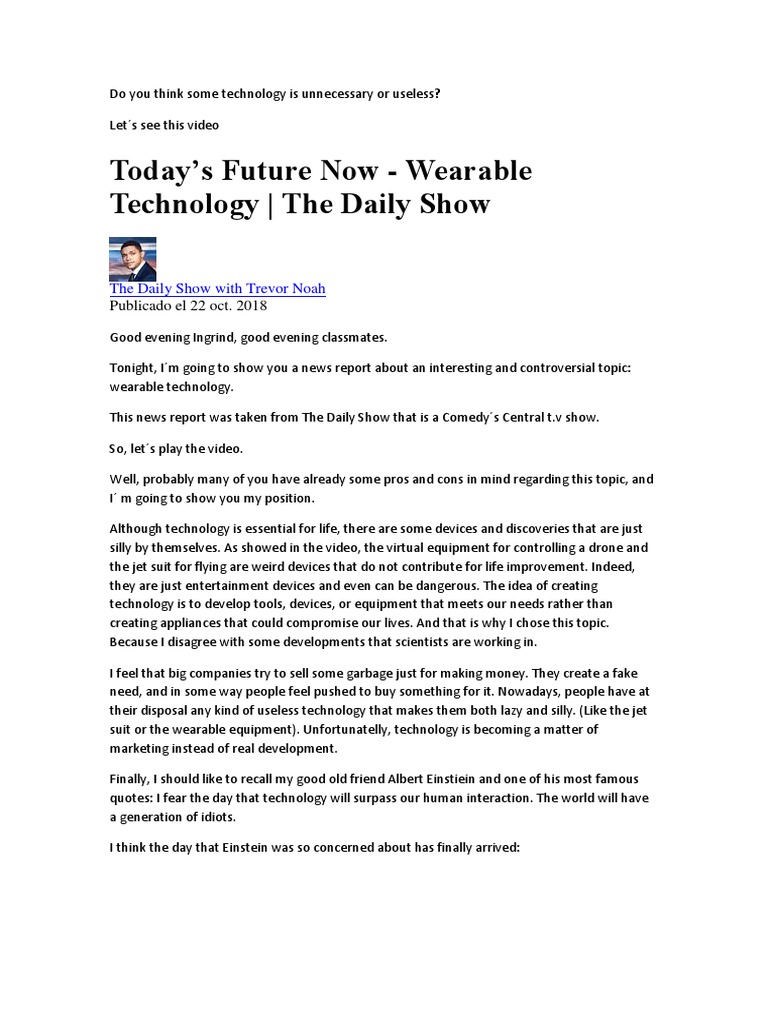 Do You Think Some Technology Is Unnecessary or Useless | PDF