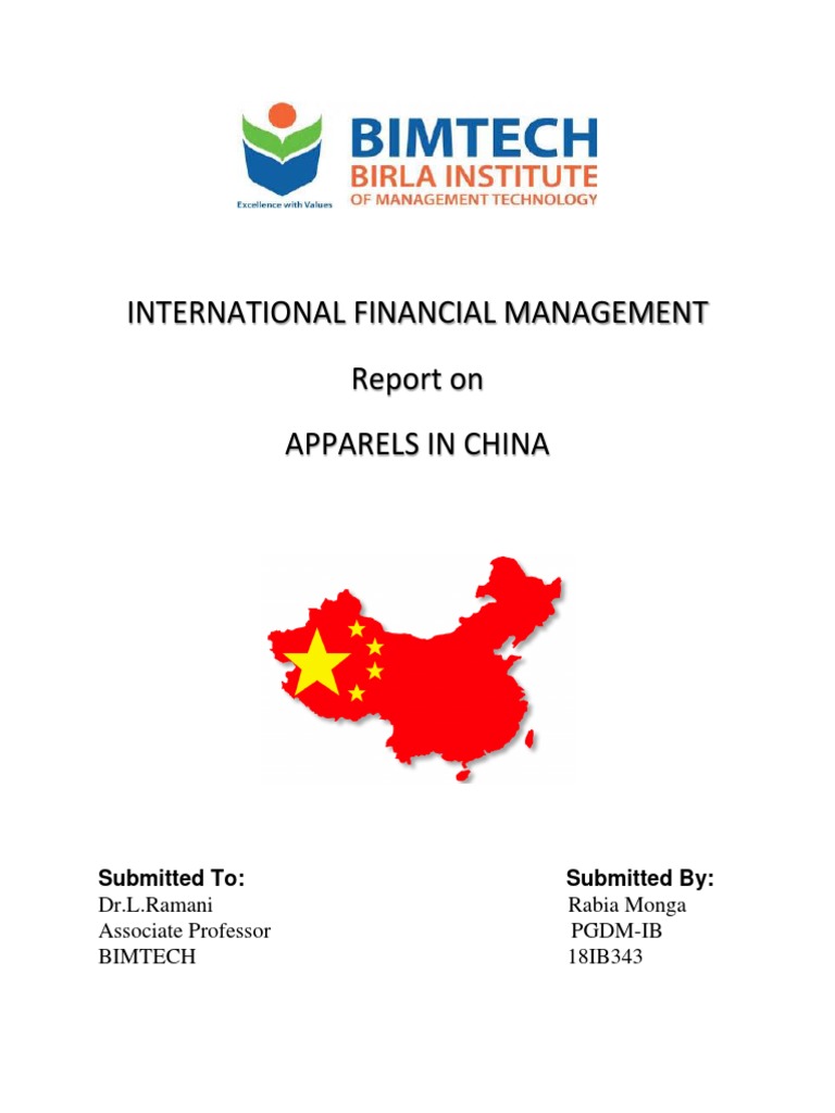 IFM Project-18IB343 (Apparels in China) | PDF | China | World Politics