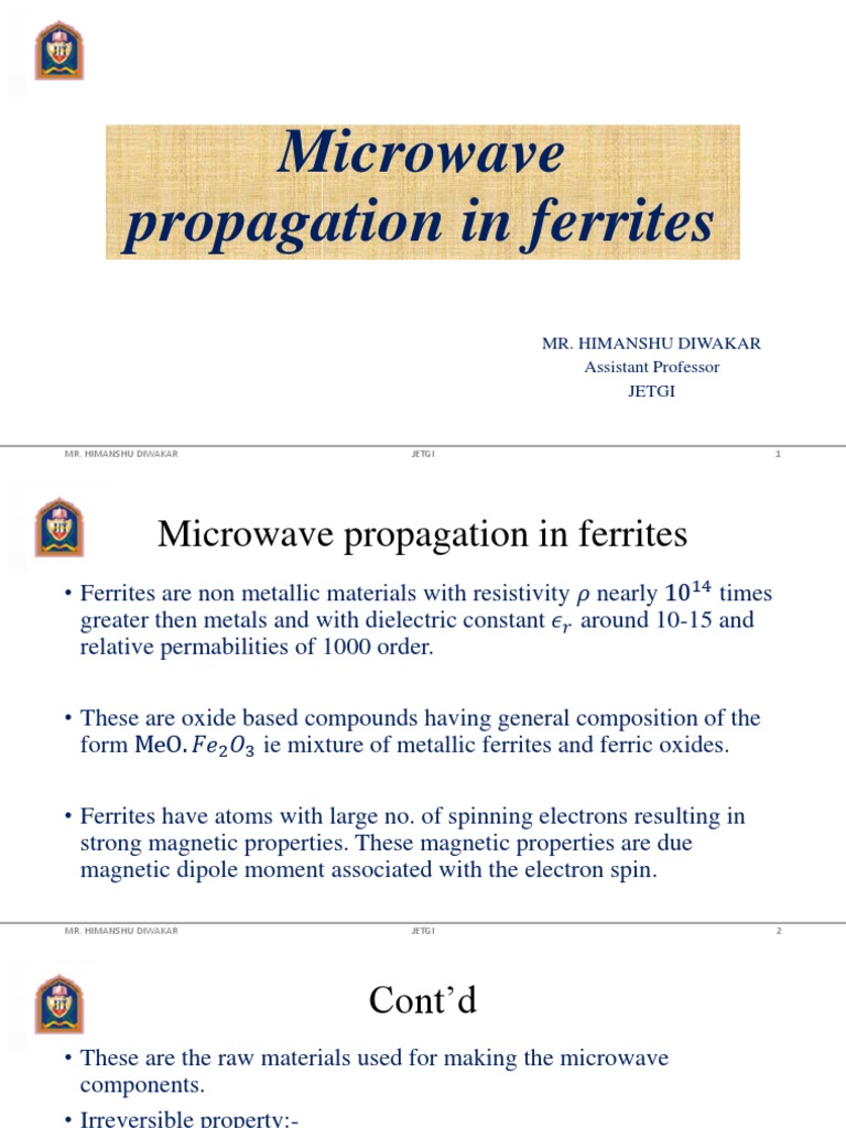 Microwave Propagation in Ferrites: Circulators and Isolators | PDF ...