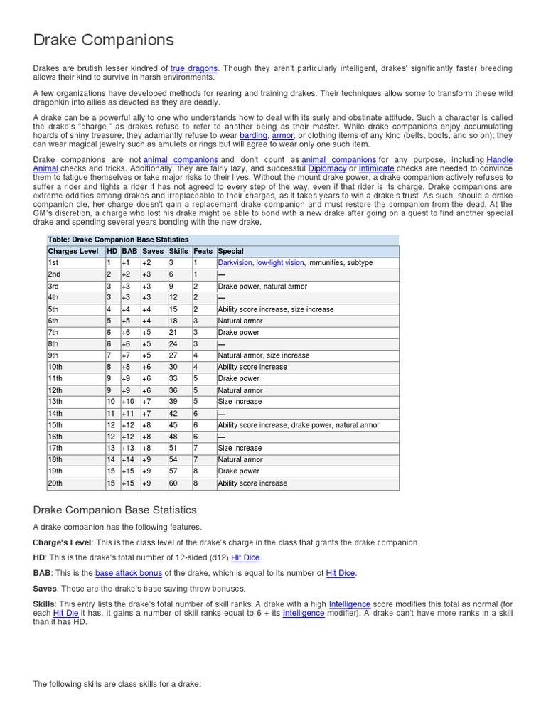 Drake Companions: True Dragons | PDF | Flight | Leisure