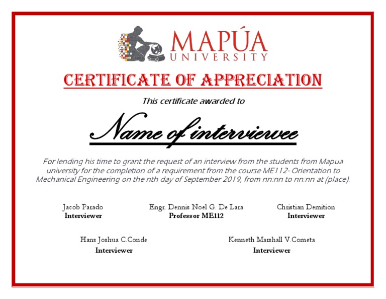Certificate of Appreciation | PDF