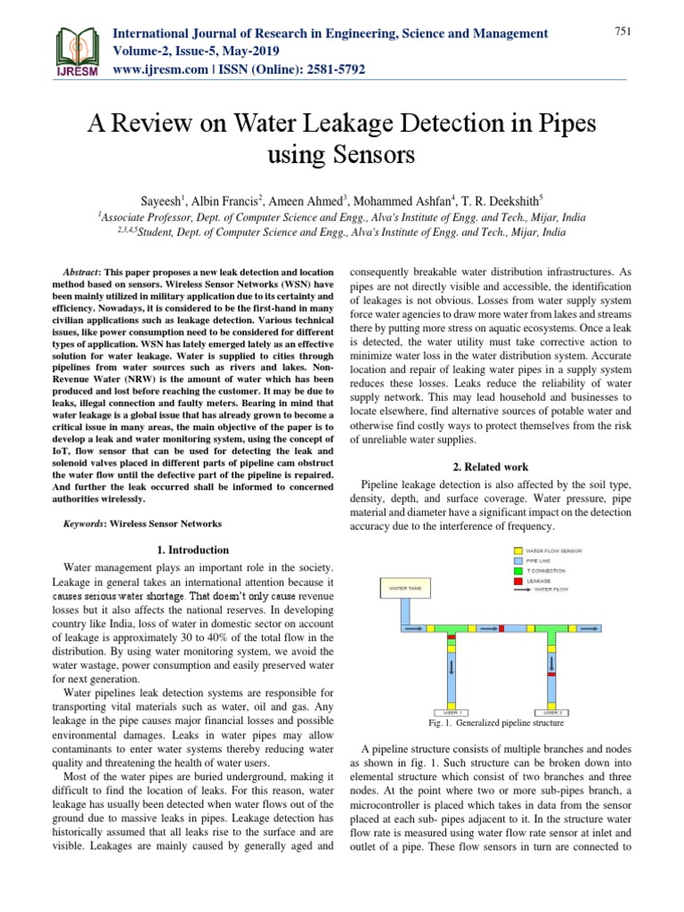 Review Paper On Water Leakage Detection in Pipes Using Sensors | PDF ...