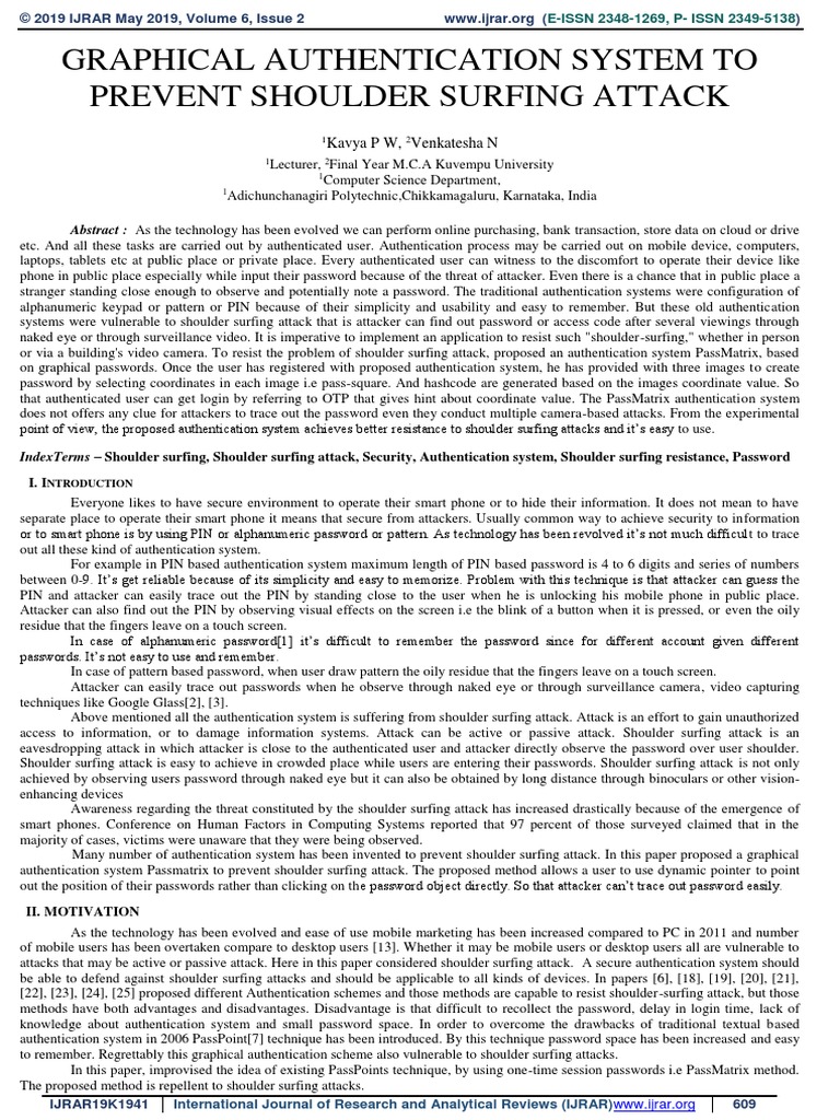 Graphical Authentication System To Prevent Shoulder Surfing Attack ...