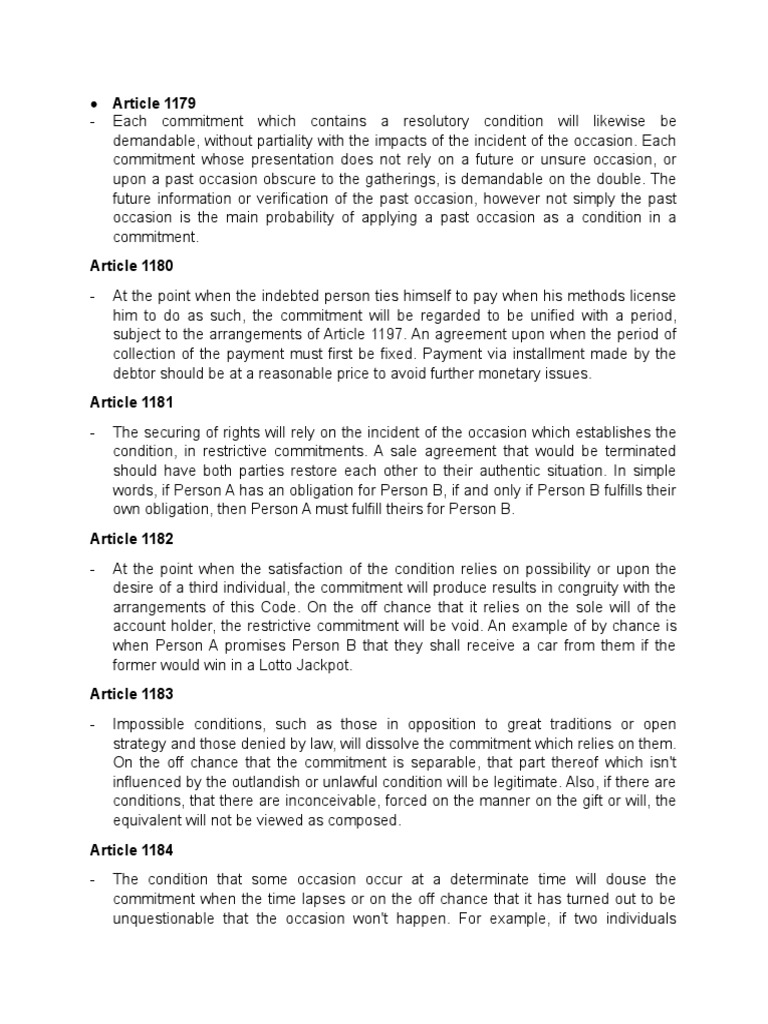 Article 1179-1188 | PDF | Common Law | Virtue