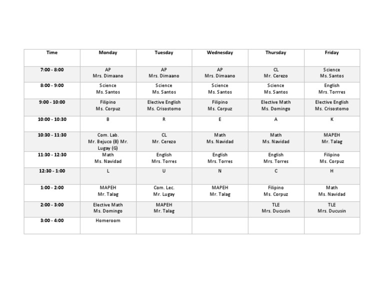 Student Class Schedule | PDF