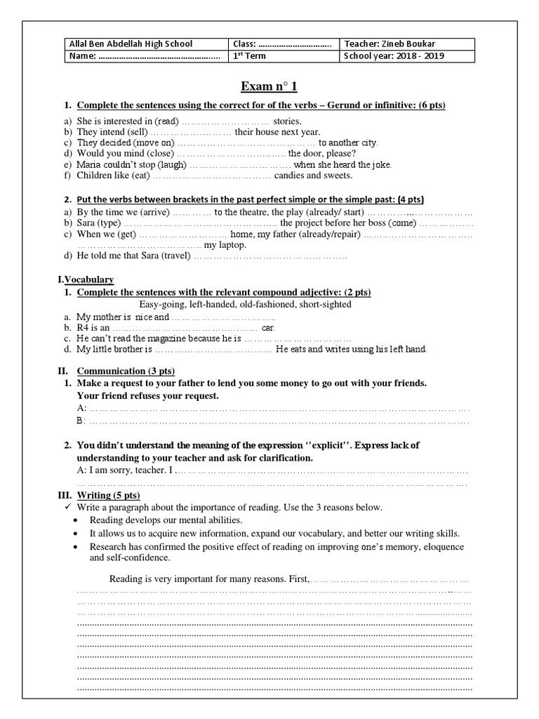 2bac Exam 2 | PDF | Language Mechanics | Linguistics