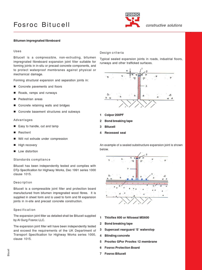 Fosroc Bitucell: A Technical Data Sheet for a Bitumen Impregnated ...