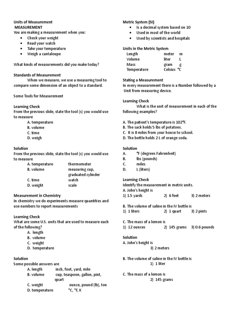 Units of Measurements Handout 2 | PDF | Experiment | Measurement