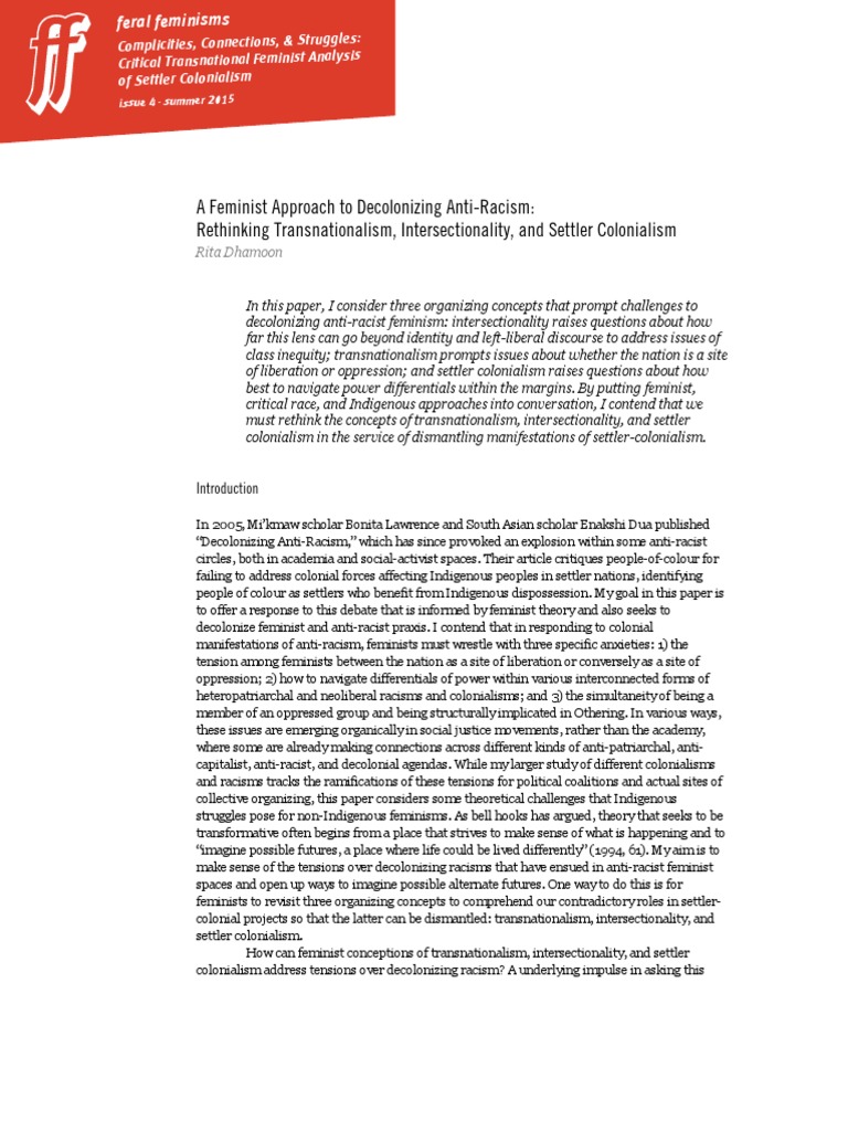 Rita Dhamoon - A Feminist Approach To Decolonizing | PDF ...