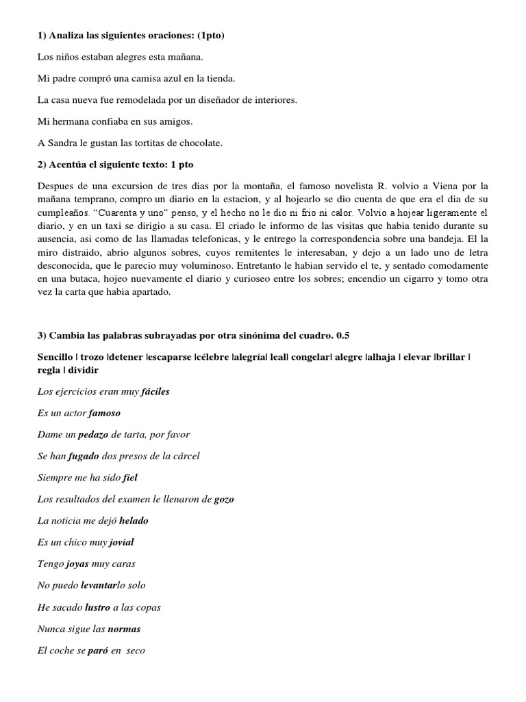 Examen Lengua 2 Eso | PDF | Estudios de idiomas extranjeros