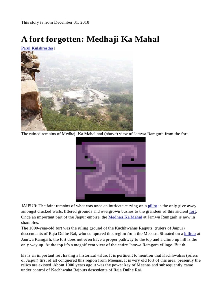 Medhaji Ka Mahal: A Forgotten Fort | PDF | Religion And Belief