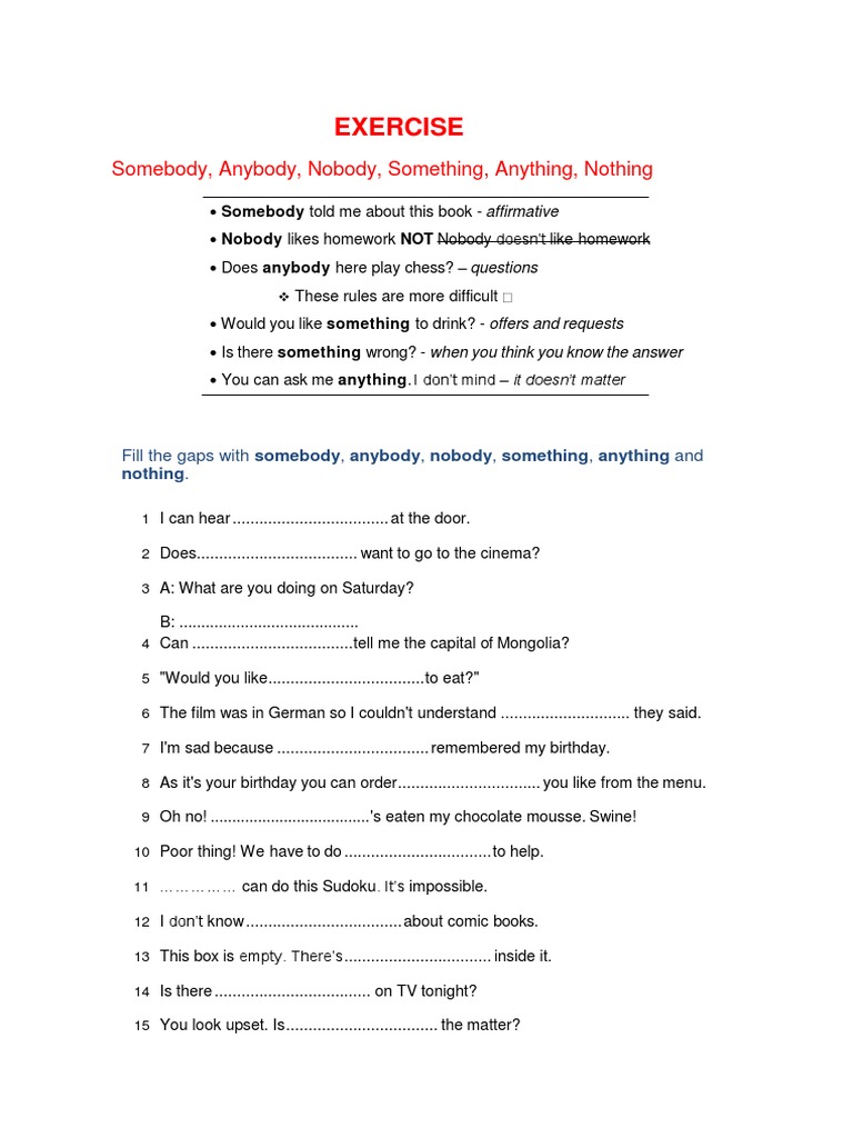 Something Anything Nothing Exercise | PDF