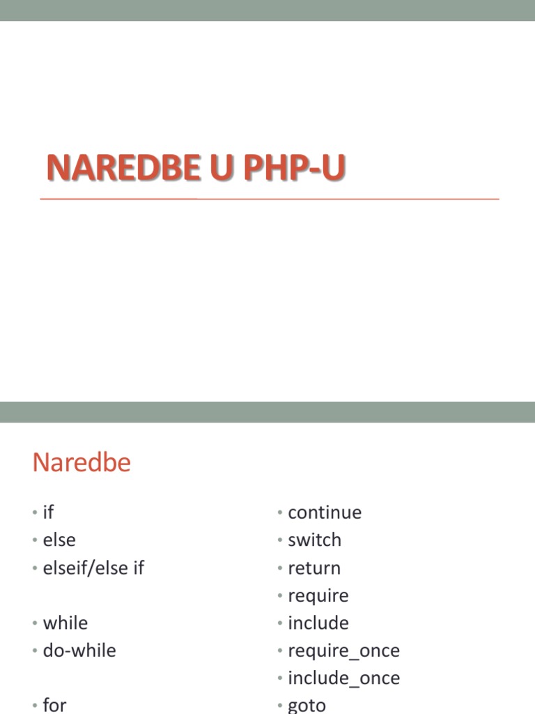 Naredbe U PHP-u | PDF