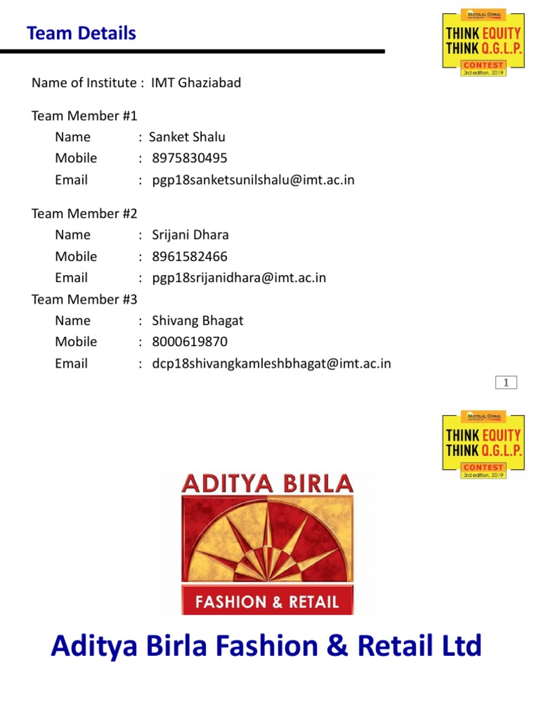 ABFRL | PDF | Retail | Business Economics