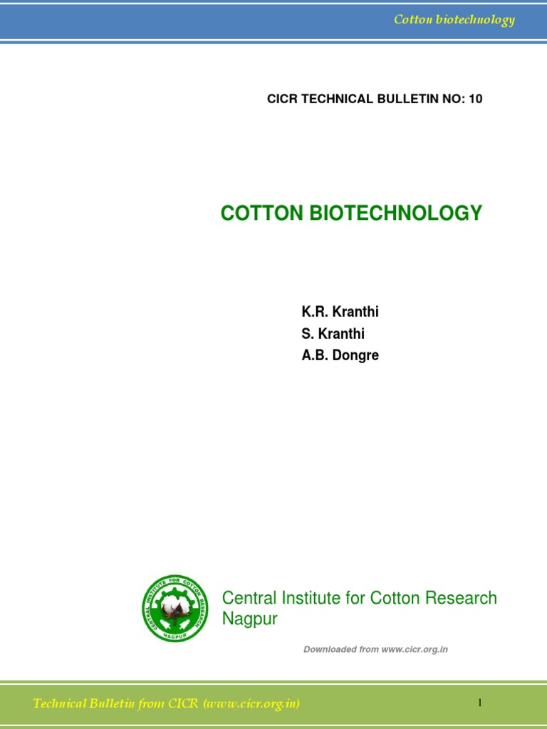 Cotton Biotechnology | PDF | Plant Breeding | Genetically Modified Organism