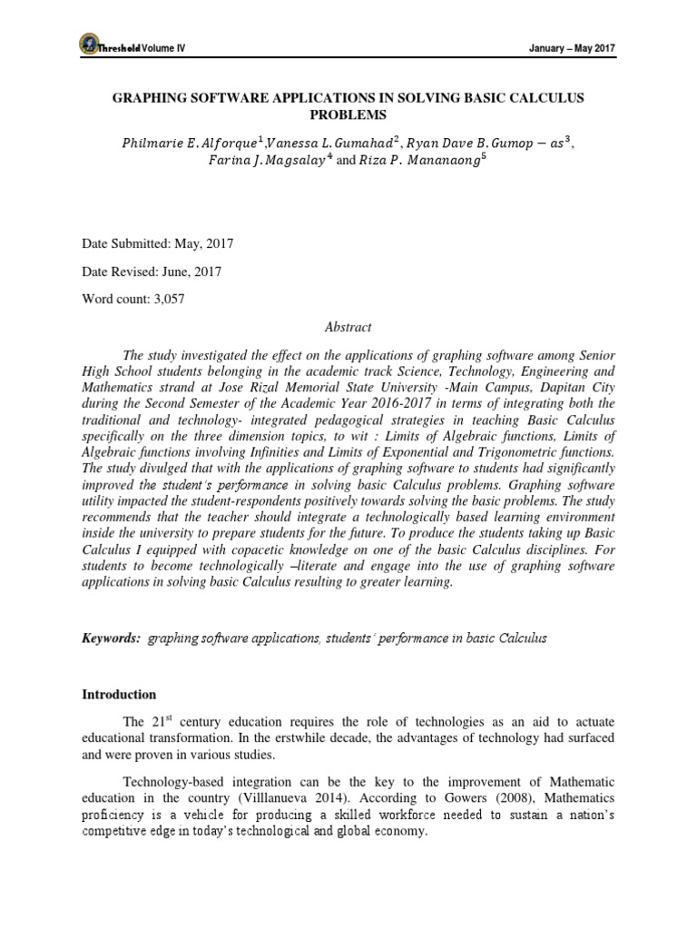 Investigating the Impact of Graphing Software Applications on Solving ...