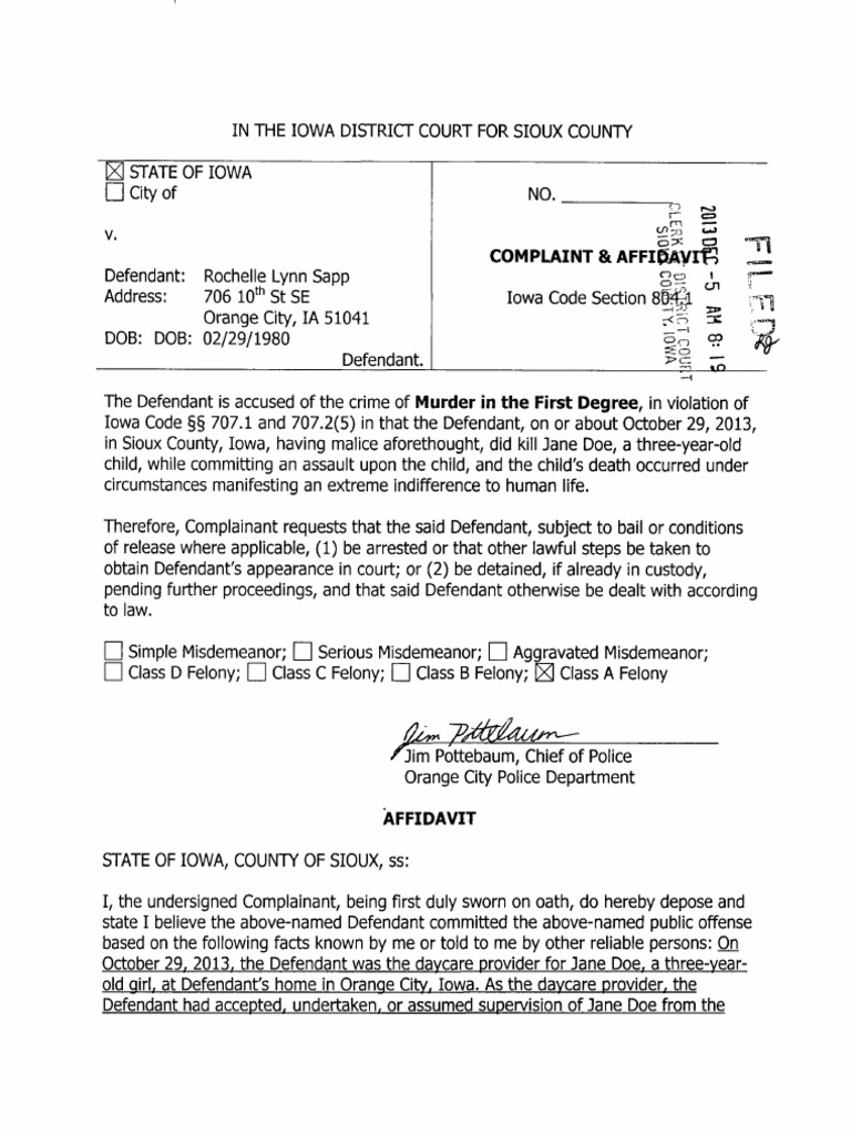 Complaint Affidavit Murder 1 PDF | PDF | Felony | Bail