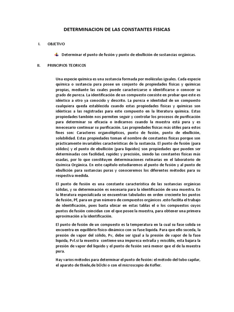 Determinacion de Las Constantes Fisicas N°5 | PDF | Punto de fusion ...
