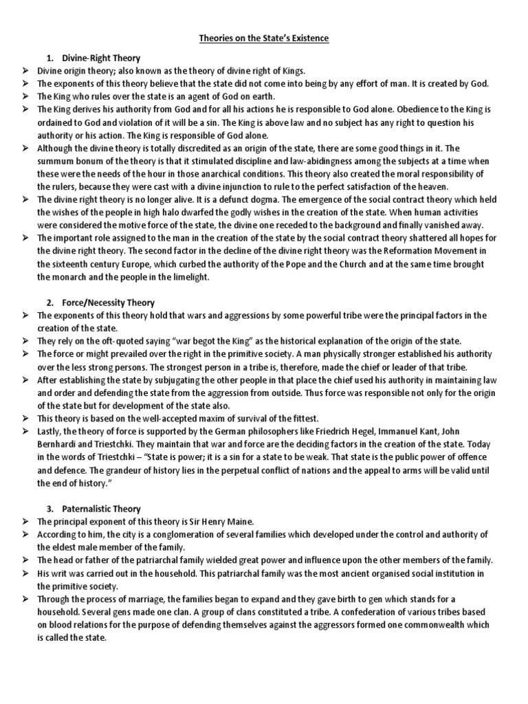 Theories of State Existence Explained | PDF | State (Polity) | Natural ...