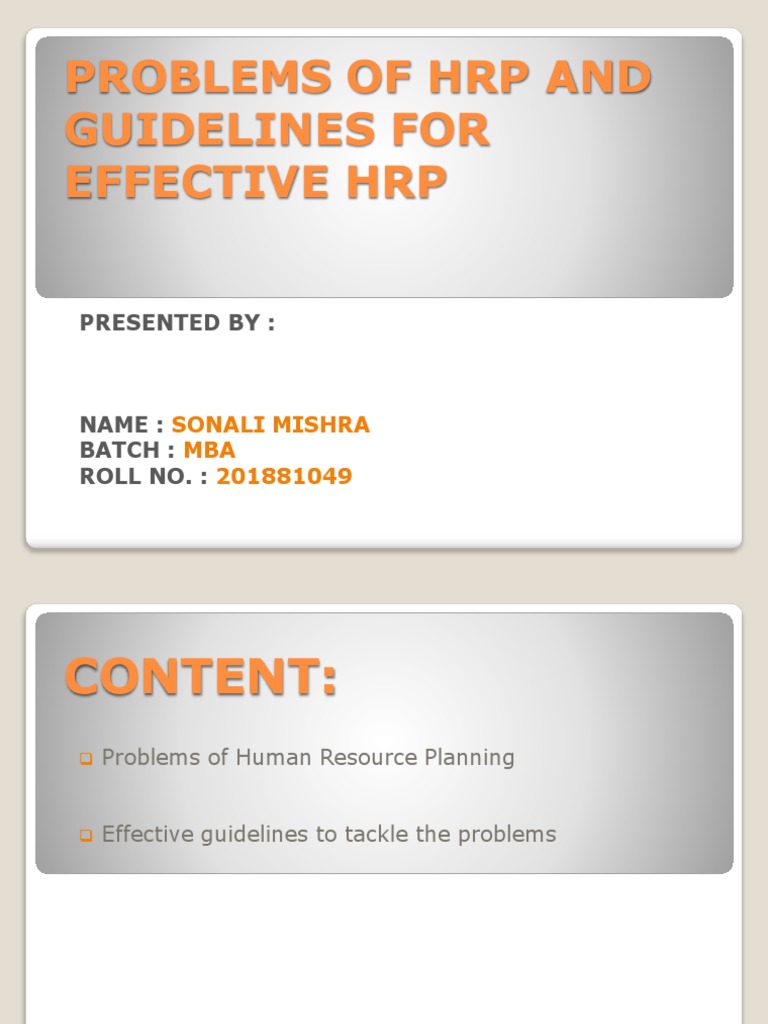 Problems of HRP and Guidelines For Effective HRP | PDF | Human Resources | Human Resource Management