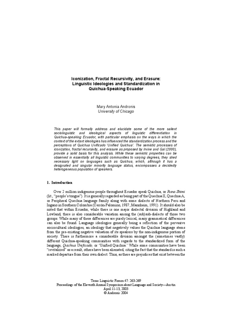 Iconization, Fractal Recursivity, and Erasure: Linguistic Ideologies ...