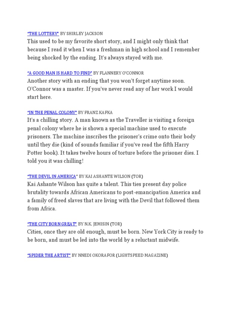 "The Lottery": by Shirley Jackson | PDF