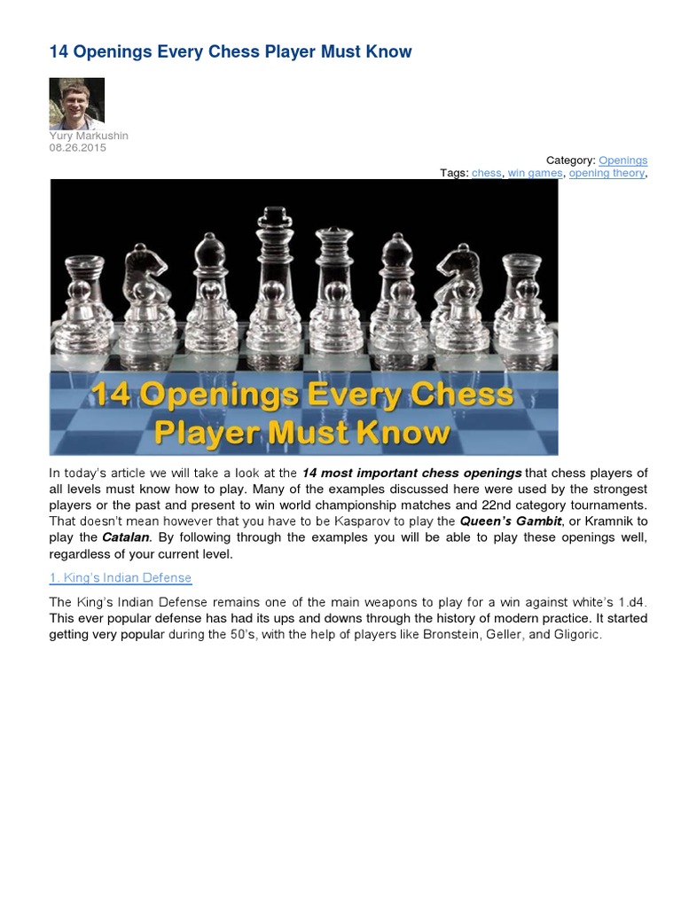 14 Essential Chess Openings to Master | PDF | Chess Openings | Chess Theory