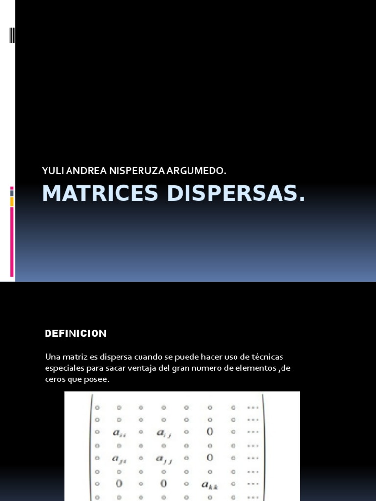 Matrices Dispersas | PDF | Matriz (Matemáticas) | Conceptos matemáticos