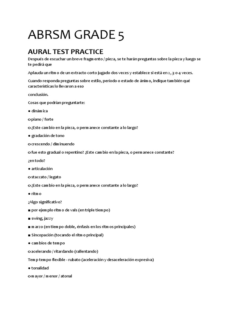 Abrsm Grade 5 Aural Test Complete | PDF