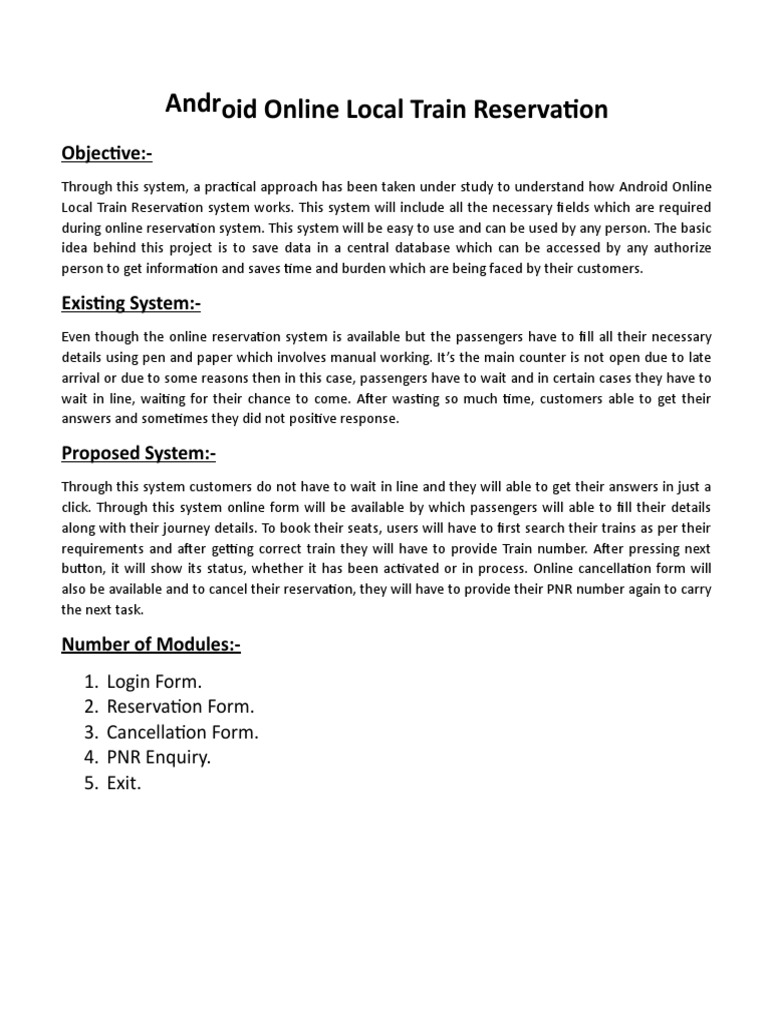 Android Local Train Reservation System | PDF | Operating System ...