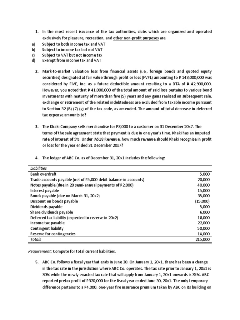 Tax Practice Quiz Questions | PDF | Deferred Tax | Depreciation