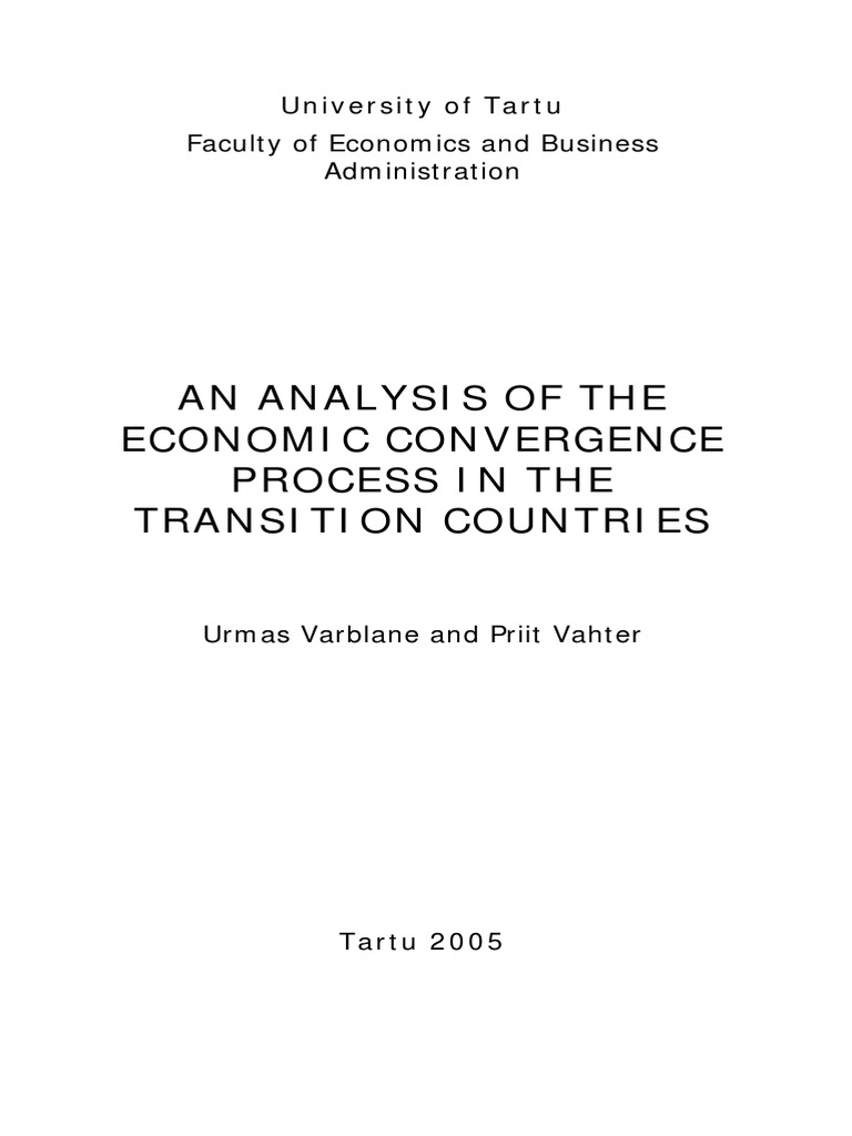An Analysis of The Economic Convergence Process in The Transition ...