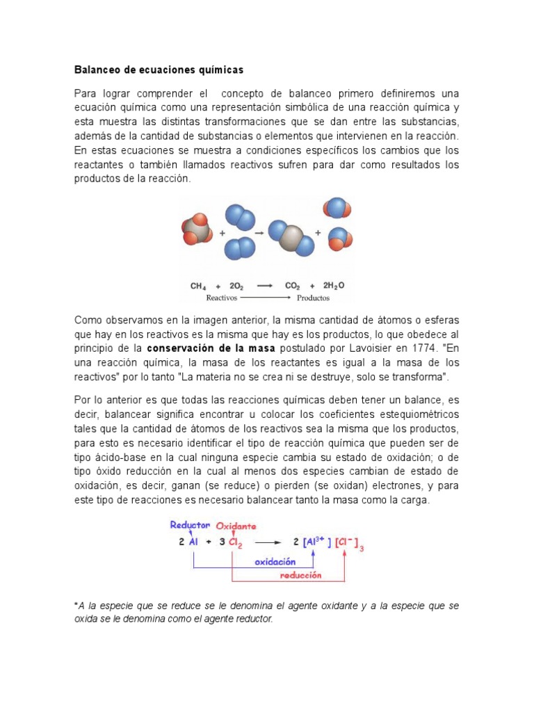 Balanceo de Ecuaciones Químicas | PDF | Redox | Estequiometría