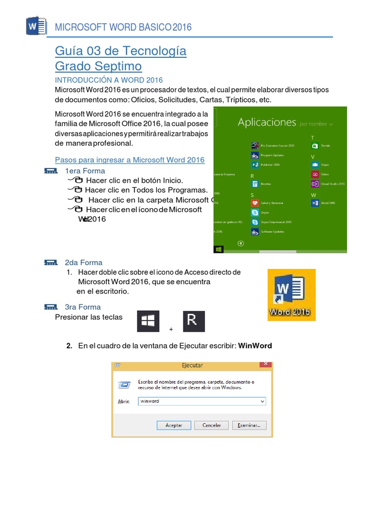 Guia 3 Microsoft Word 2016 | PDF | Point and Click | Memoria USB