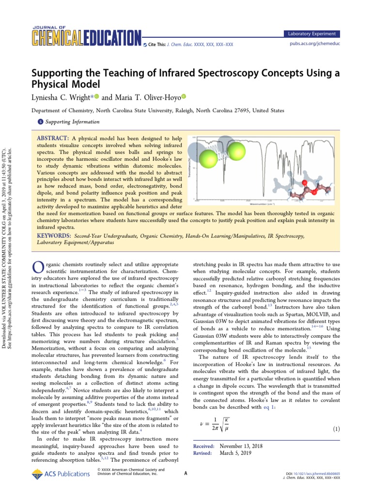 Supporting The Teaching of Infrared Spectroscopy Concepts Using A ...