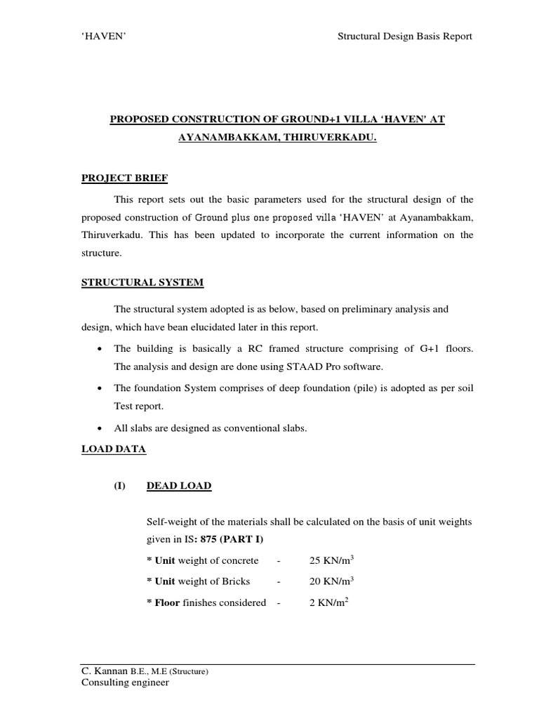 Structural Design Basic Report PDF | PDF | Structural Load | Structural ...