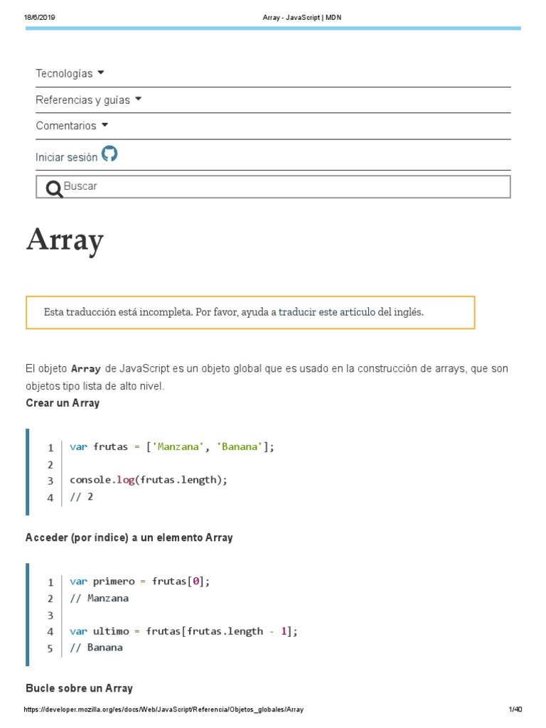 Array - JavaScript - MDN | PDF | Estructura de datos de matriz | Safari (navegador web)