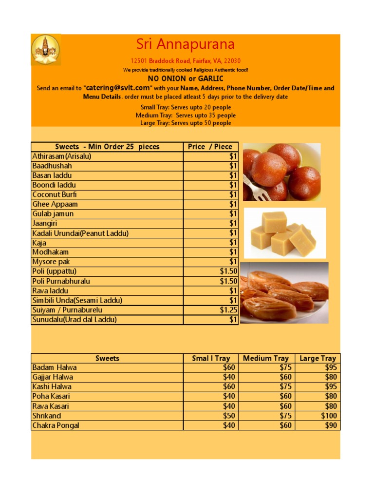 SV Lotus Temple Prasadam List | PDF | Desi Cuisine | Food And Drink ...