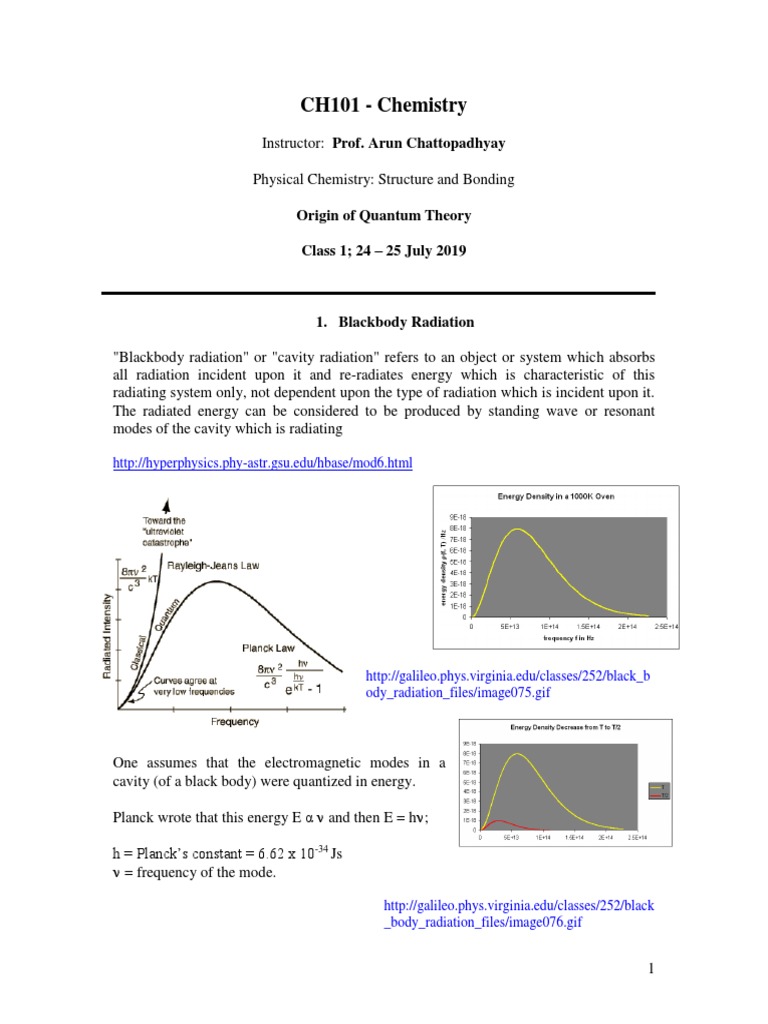 CH101 - 01 24 25 07 2019 Physical Chem Class 1 | PDF | Electromagnetic ...