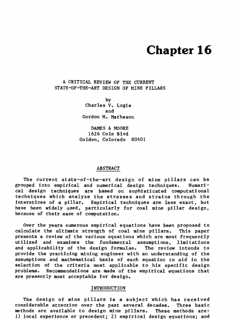 Current Pillar Design | Download Free PDF | Column | Stress (Mechanics)