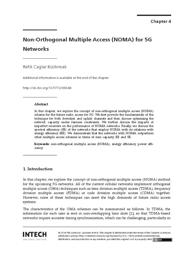 Non-Orthogonal Multiple Access (NOMA) For 5G Networks | PDF | Channel Access Method | Cellular ...