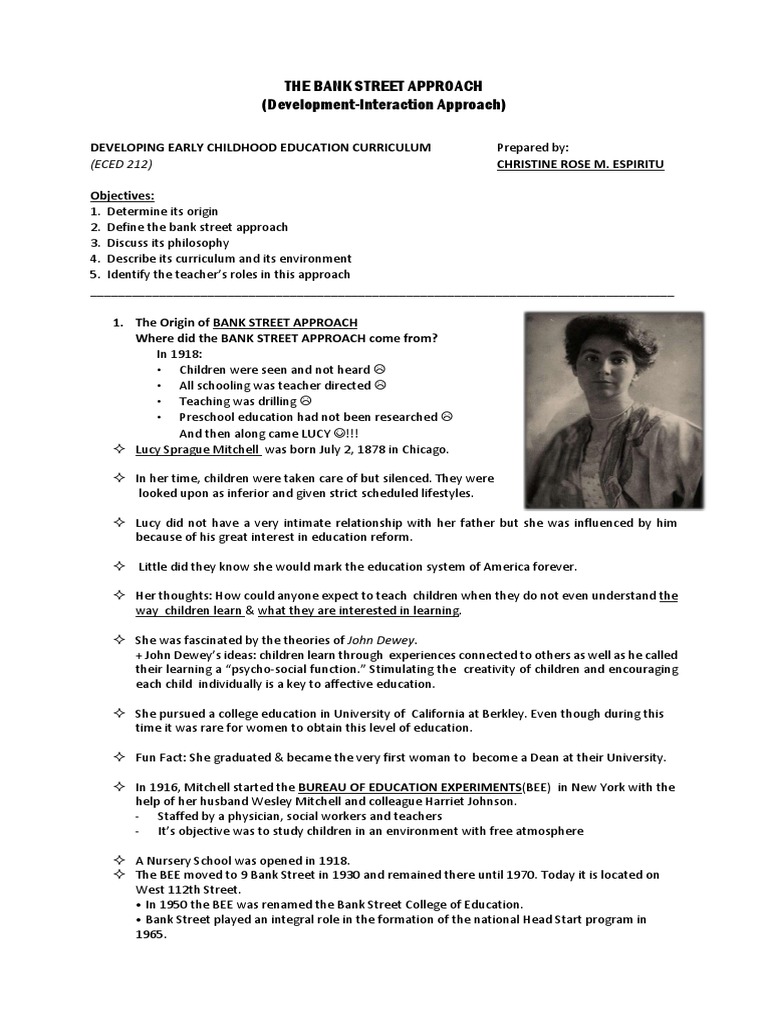 The Bank Street Approach | PDF | Curriculum | Teachers