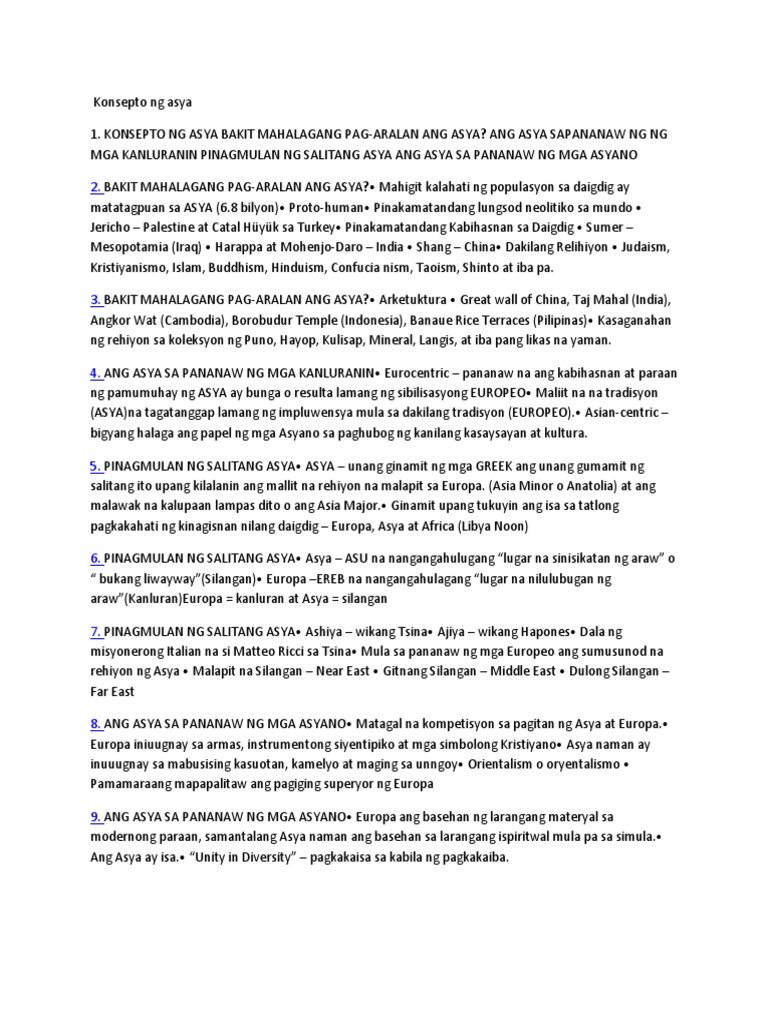 Konsepto NG Asya | PDF