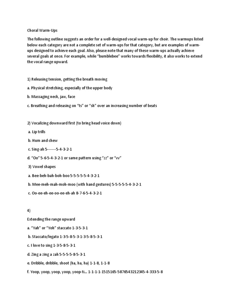 Choral Warm Ups | PDF