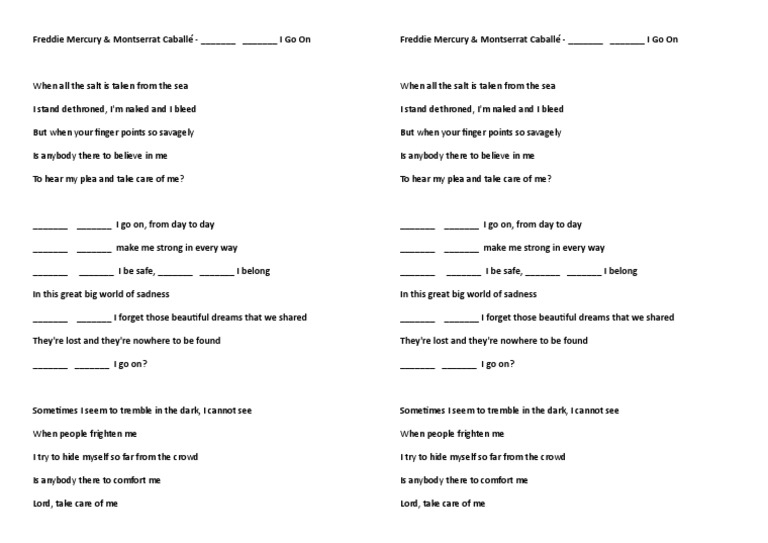 Freddie Mercury - How Can I Go On - ESL Activiity | PDF